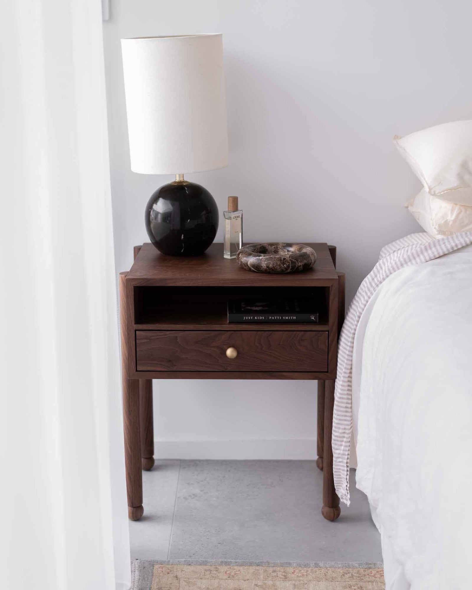 Naomi Walnut Luxury Bedside Table | Fleur Studios