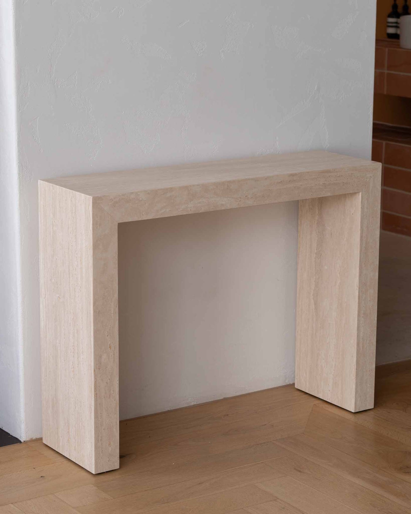 Rectangle Stone Console Table - Cream Travertine | Fleur Studios