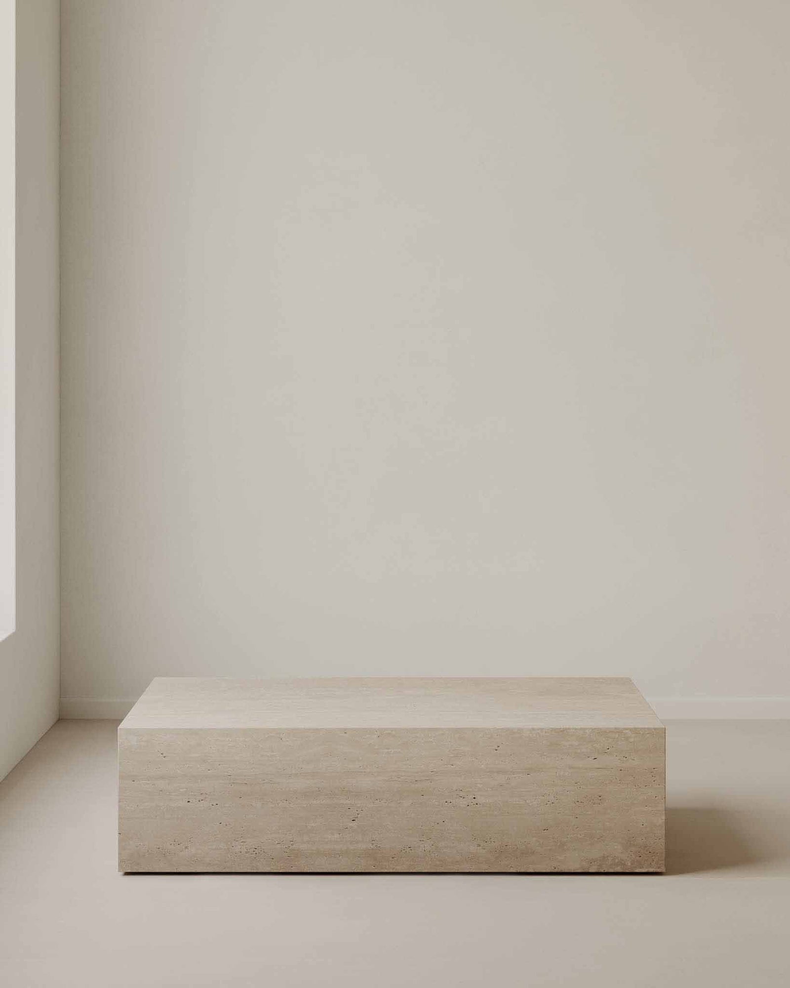 Large Plinth Rectangle Coffee Table - Cream Travertine | Fleur Studios