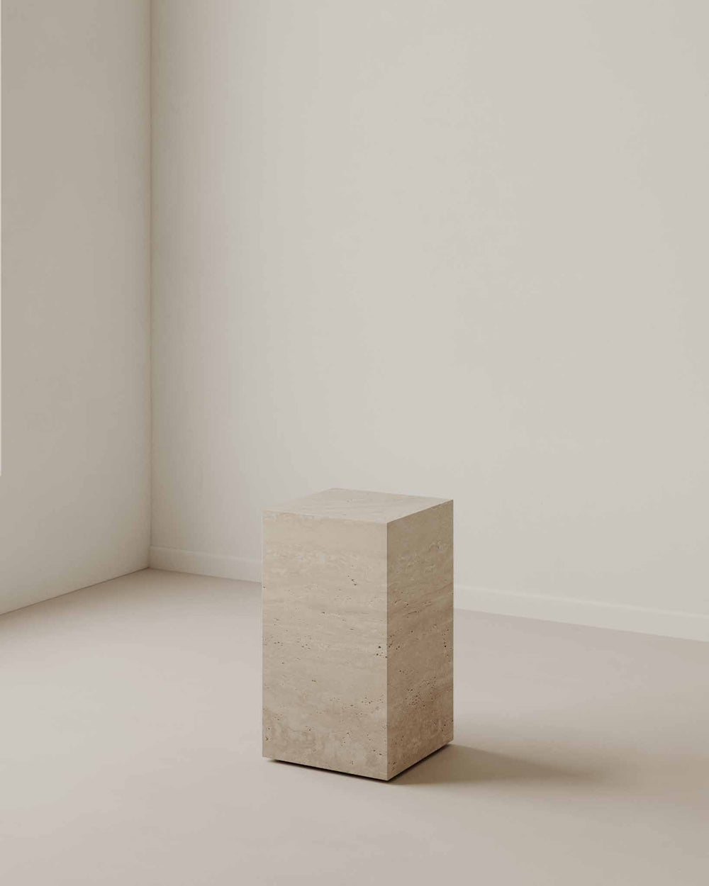 Plinth Small Stone Side Table Cream Travertine | by Fleur Studios