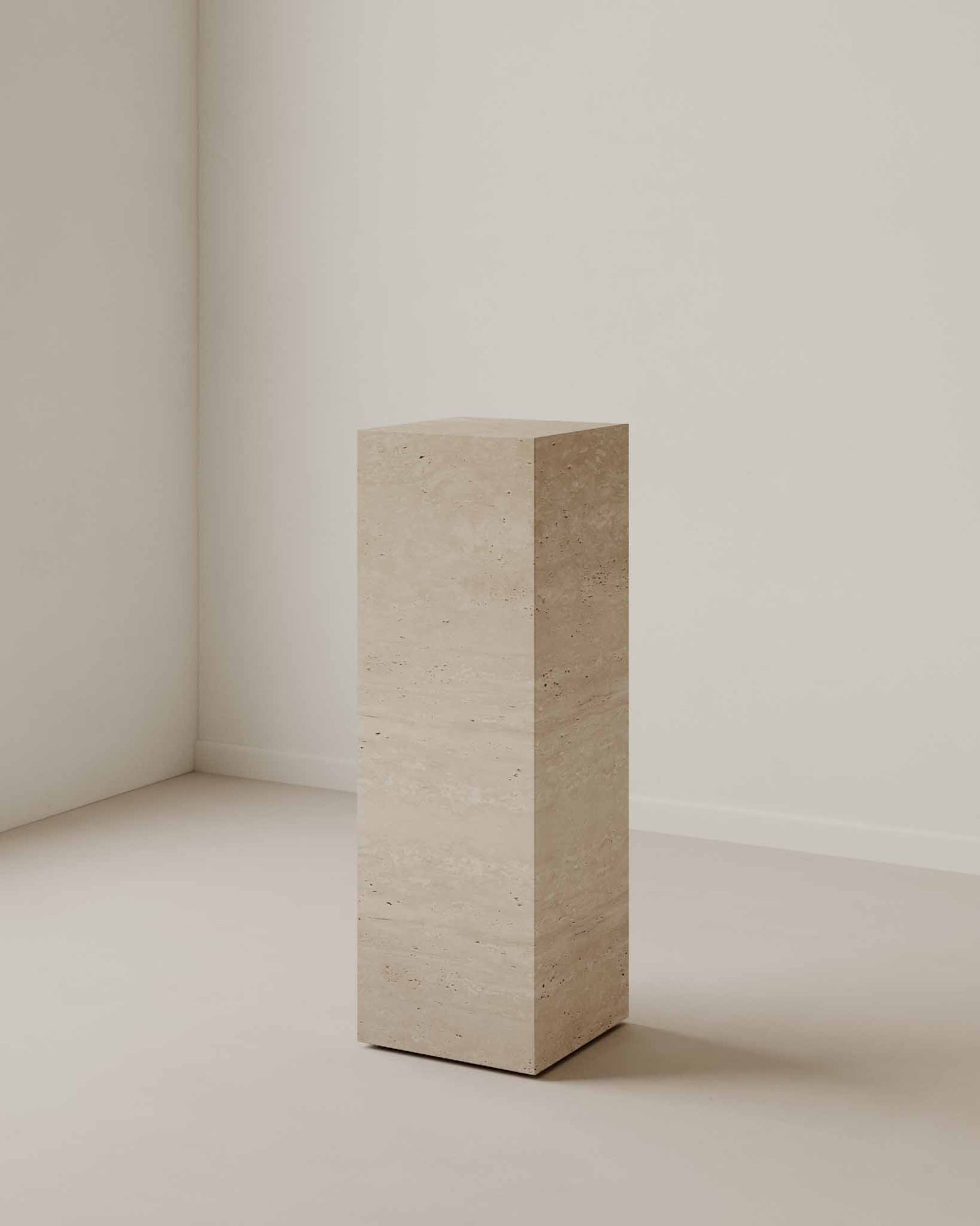 Plinth Tall Stone Side Table Cream Travertine | Fleur Studios