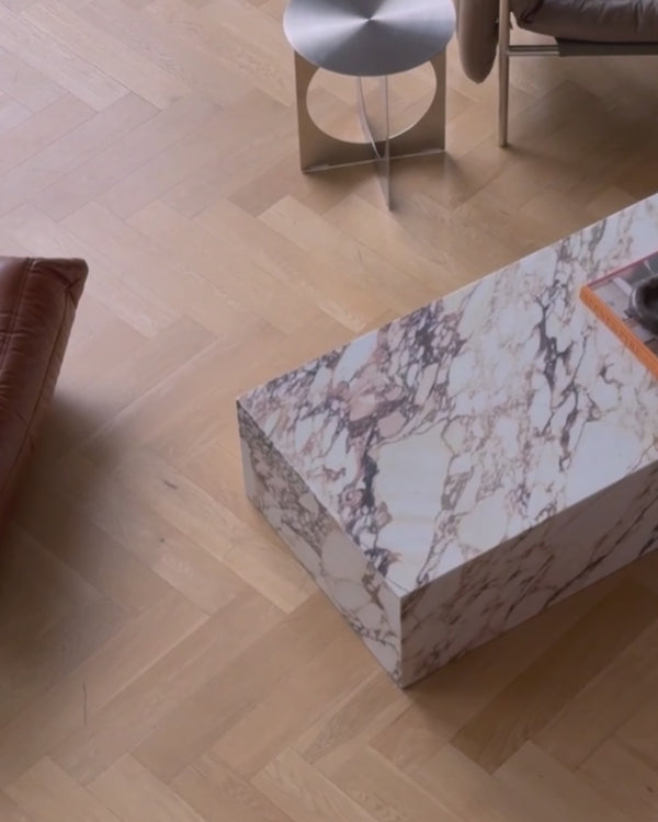 Large Plinth Rectangle Coffee Table - Calacatta Viola Marble | Fleur Studios