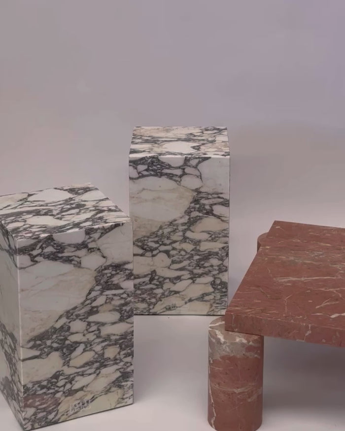 Marble Plinth Small Side Table - Calacatta Viola | Fleur Studios