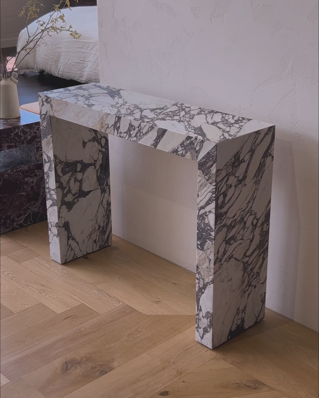 Rectangle Marble Console Table - Calacatta Viola | Fleur Studios