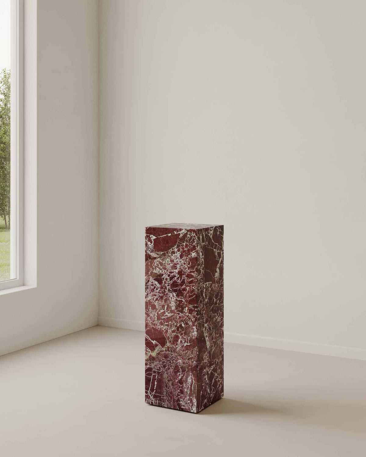 Plinth Tall Side Table Rosa Levanto Marble | Fleur Studios