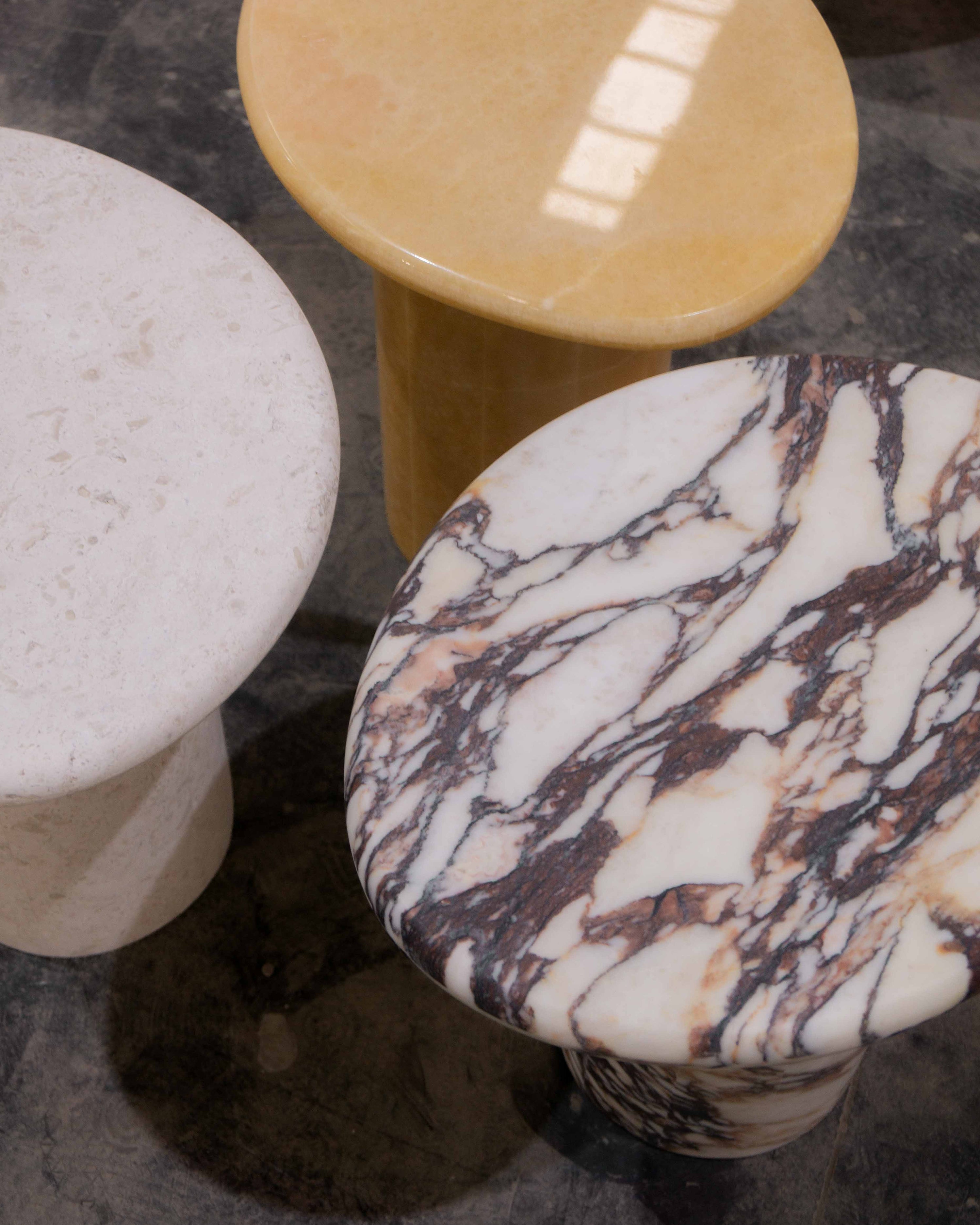 Wabi Round CalacattaViola Side Table | by Fleur Studios